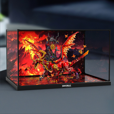 适用乐高71822 幻影忍者威猛源龙模型拼装透明收纳盒亚克力防尘罩