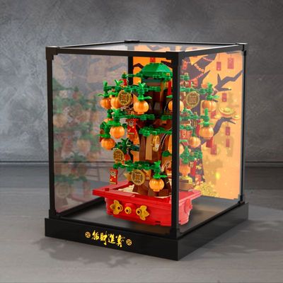 适用乐高40648 摇钱树玩具积木模型合金框防尘收纳盒亚克力展示盒