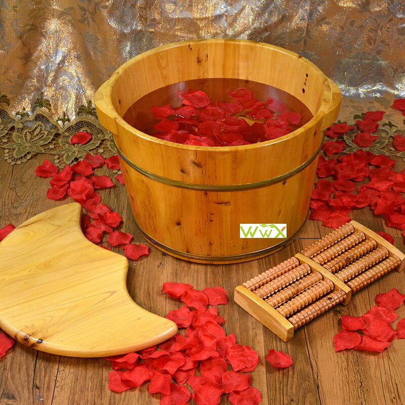 Foot Barrel Foot Bath Tub Solid Wood Basin Foot Wash Basin_虎窝淘