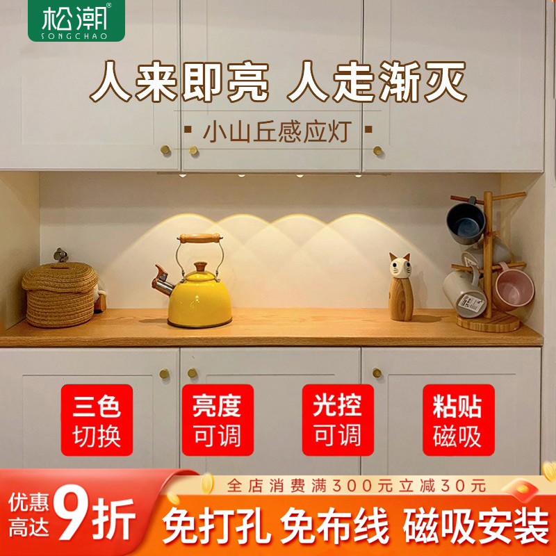 松潮灯带自粘感应无线展示柜led灯橱柜酒柜鞋柜玄关灯小山丘灯条