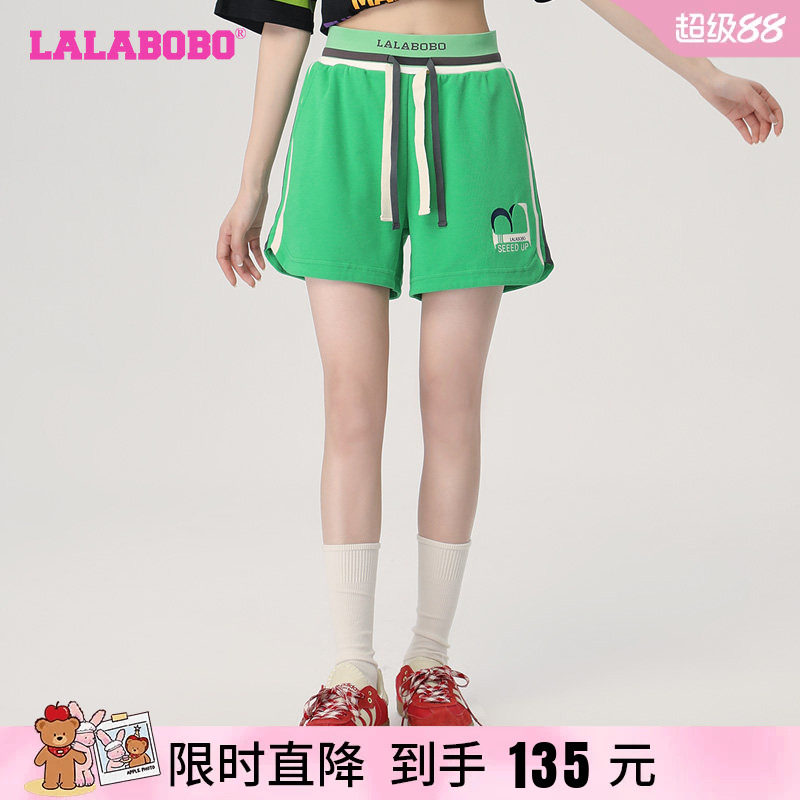 LALABOBO夏季新款美式休闲运动宽松抽绳短裤女LBCB-WXZD42