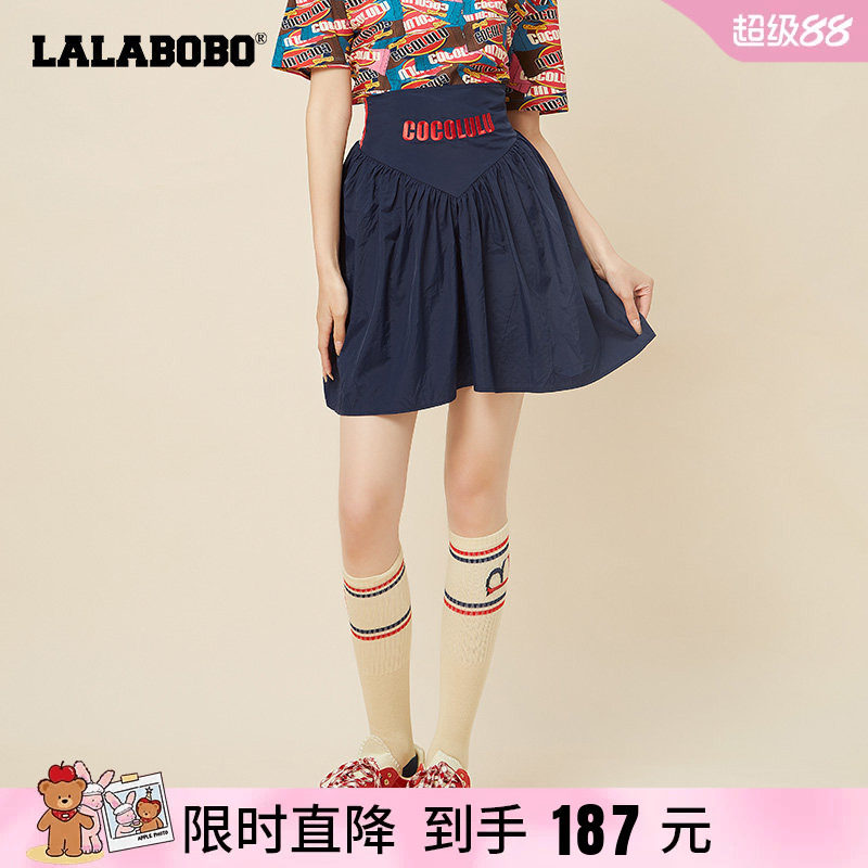 LALABOBO2023春夏新款高腰甜辣学院风百褶a字短裙半裙CBCB-WXZQ11