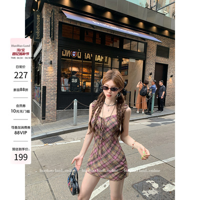 HuoHuo 4/24 20点上新88折【甜系格语】格纹美学 复古格纹连衣裙