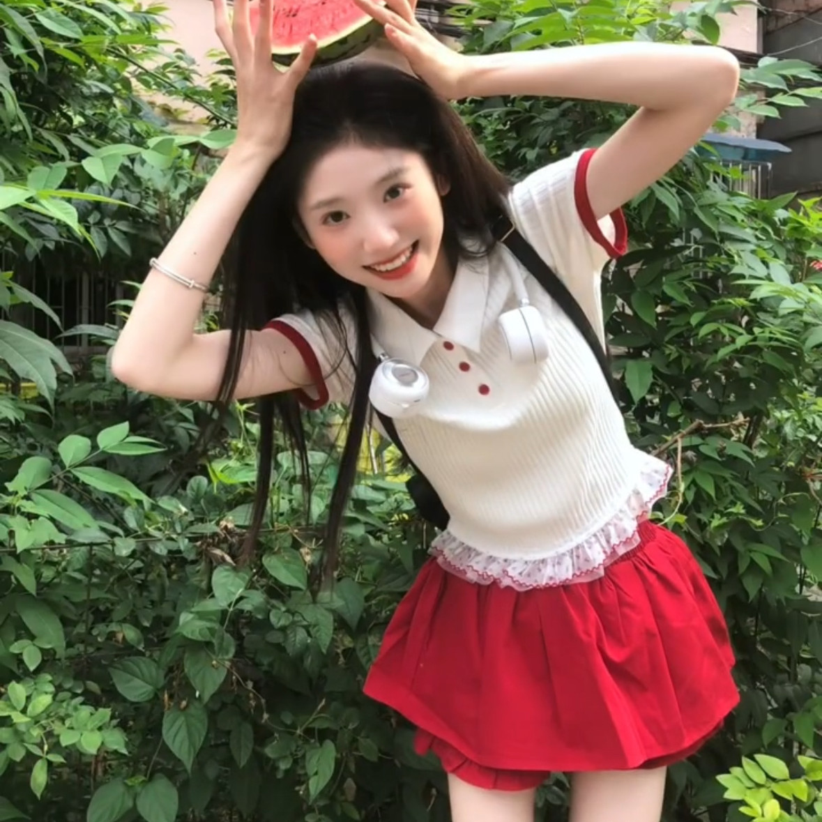 夏天巨好看的学院风裙子套装女夏短袖t恤韩系一整套ootd穿搭减龄