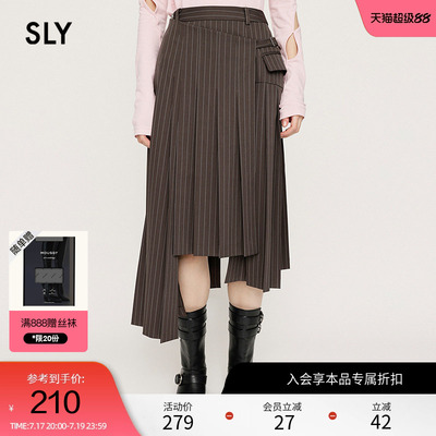 SLY 春季通勤风不规则百褶裙不对称半身裙030ISZ31-1061