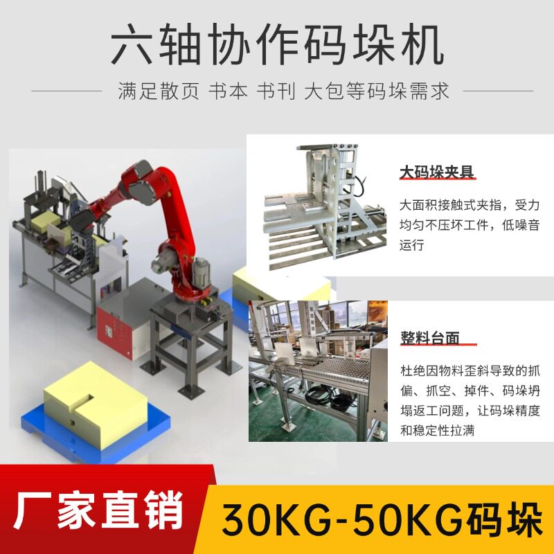 印刷六轴协作码垛机械手书本报刊大包散页纸箱自动化搬运机器人