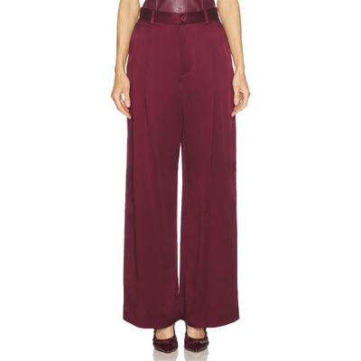 Lapointe SATIN PLEATED WIDE LEG 长裤 红色 美式休闲风REVOLVE