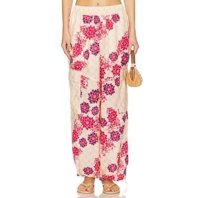 [春季新品] Agua Bendita复古风粉白花卉阔腿长裤REVOLVE
