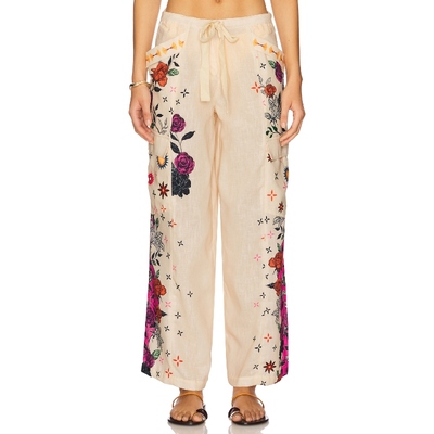 [冬季新品]Agua Bendita ALICE复古风米色花卉阔腿长裤REVOLVE