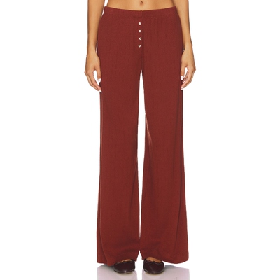 [春季新品]LESET POINTELLE 阔脚长裤 砖红色REVOLVE小众