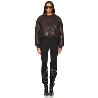 [冬季新品]superdown 翻领机车夹克棕色复古风皮衣外套REVOLVE