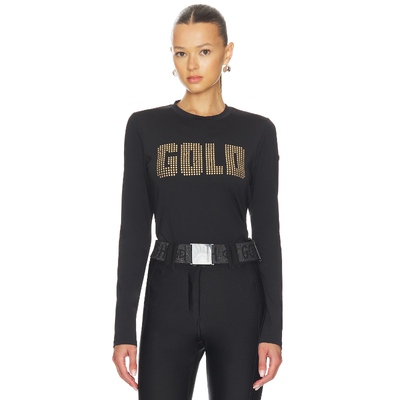 [春季新品]Goldbergh 极简暗黑风 黑金字母紧身长袖T恤REVOLVE