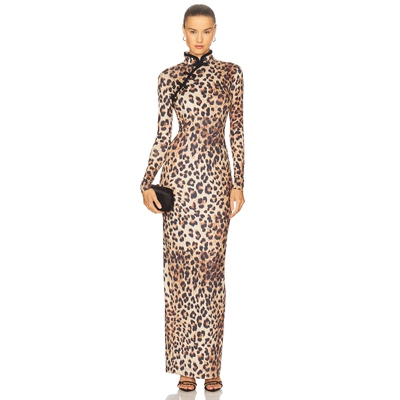 [冬季新品]SAU LEE IRENE 印花连衣裙 棕色REVOLVE小众