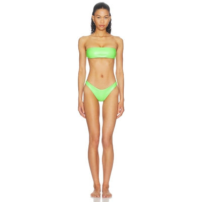 naranja furcado Latex Splash Matte Bandeau Bikini Set 26秋冬