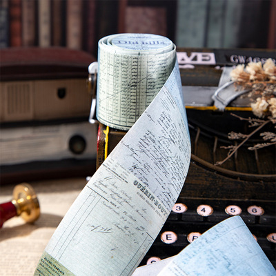 旧日票据系列和纸打底胶带 复古风百搭英文手帐背景diy装饰拼贴画