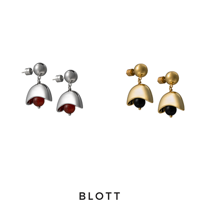 BLOTT 新年系列 幸运红色高级感耳钉红玛瑙新年元宝红黑玛瑙耳环