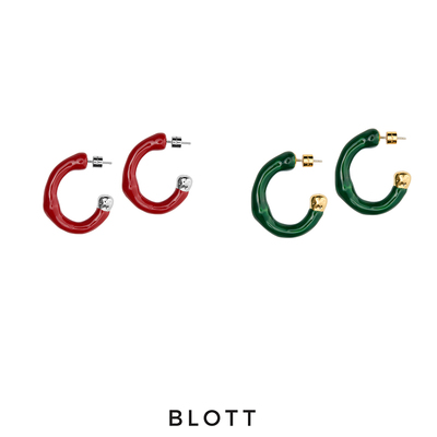 BLOTT key系列 珐琅竹节半圈耳环