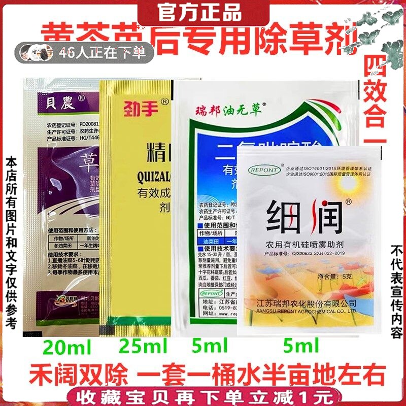 黄芩除草剂精奎禾灵二氯吡啶酸皇秦琴苗后专用灭草药杀草禾阔双除