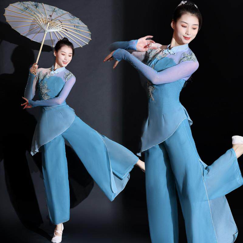 成人扇子舞演出服 胶州秧歌舞古典舞舞台服 飘逸中国舞服装