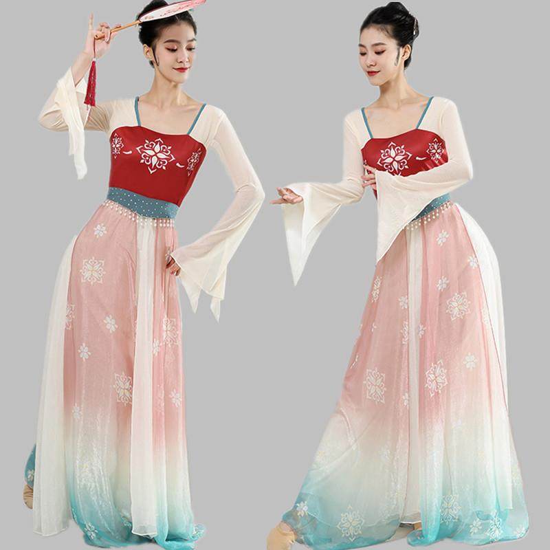 古典舞舞蹈服女飘逸古风身韵练功服中国舞演出服连衣裙汉唐舞蹈服