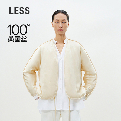【商场同款】LESS2025年春新款桑蚕丝长袖宽松短款棉衣2P1B10020