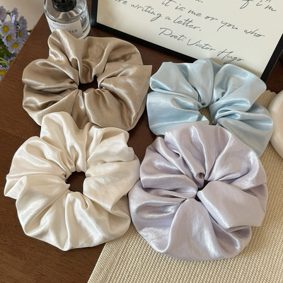 Raffia超大号奶油风缎面光泽感18cm大肠发圈发绳纯色头花头绳发饰