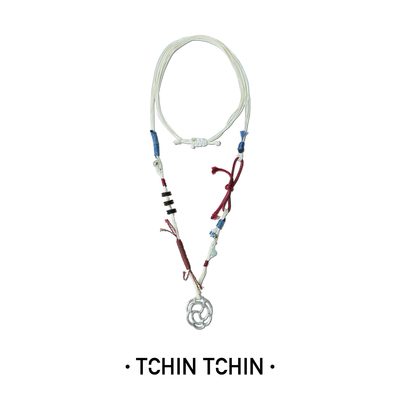 TCHINTCHIN 手工树纹肌理镂空吊坠红蓝编绳项链