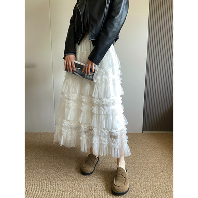 蔓延法式网纱半身裙女202