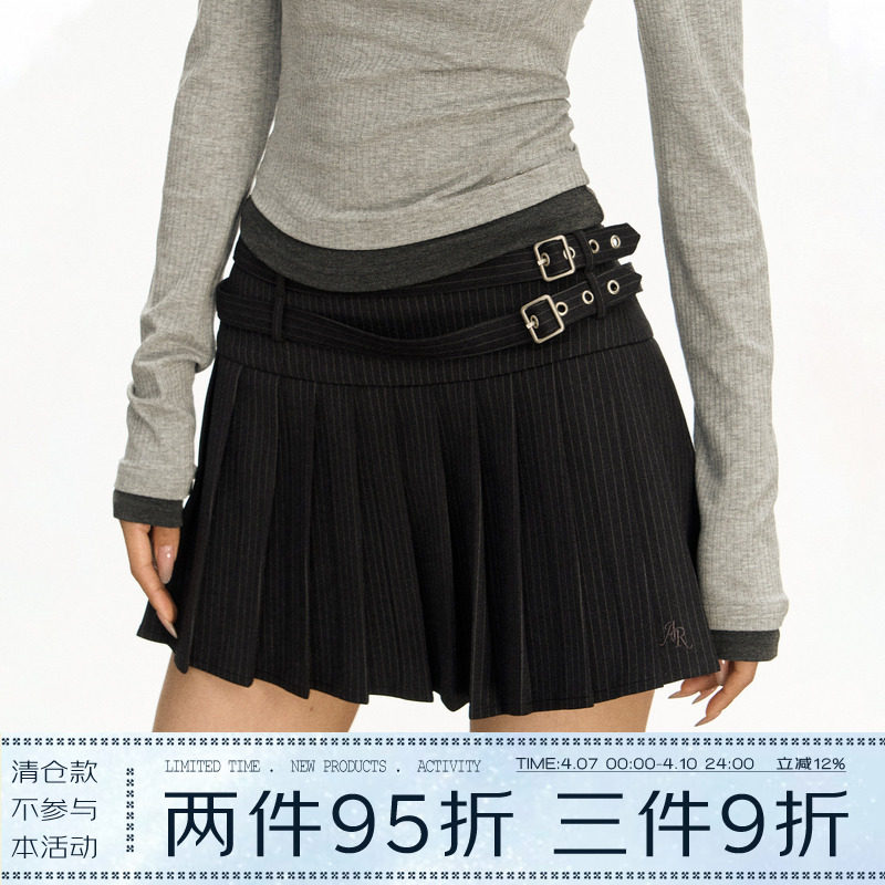 Ariseism 美式复古百褶短裙半身裙女2026春季新款辣妹低腰短裙子