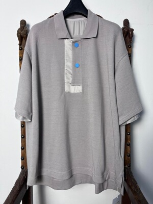 Earthling Collective黑色灰色拼接Polo短袖T恤 新品钜惠