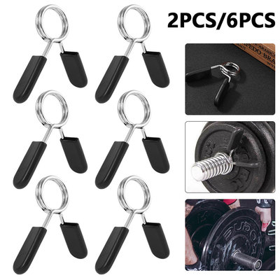 2/6 Pcs Barbell Clamp Spring Collar Clips Gym Weight跨境