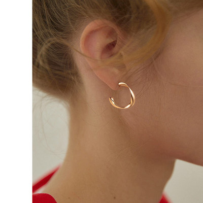 Korean small Hoop Earrings For women Gold Colour Geometic