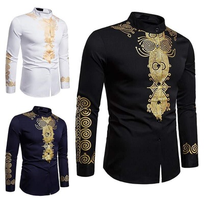 New Gold Silk for Men dress shirt Slim office Shirts red top