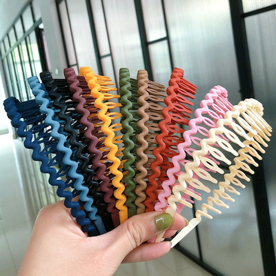 Elegant Solid Color Wave Hairbands For Women Trendy Toothed