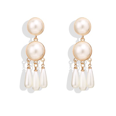 Water drop pearl Tassel Earrings women 水滴型珍珠流苏耳环