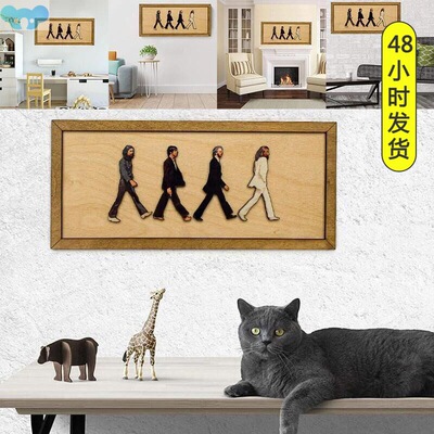 The Beatles Abbey Road披头士经典封面木质壁挂墙饰工艺品