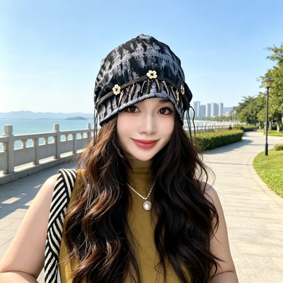 复古流苏民族风保暖堆堆帽女秋冬