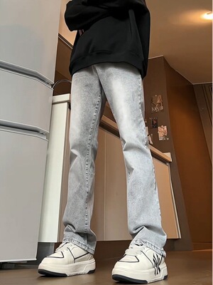 Tim Peake直筒牛仔裤男cleanfit微喇裤修身显瘦宽松微喇裤潮7263