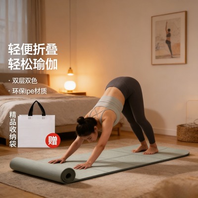 TPE折叠瑜伽垫环保户外办公室静音专用防潮加宽加厚舞蹈健身午休