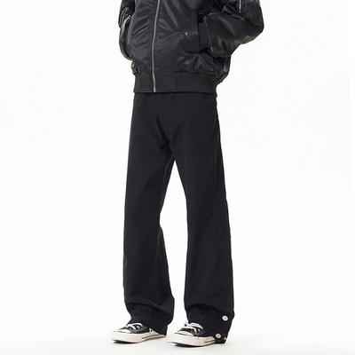 YORKZOOM美式复古黑色微喇牛仔裤