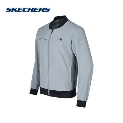 SKECHERS斯凯奇春季男子休闲运动拉链加绒梭织外套 P423M113-02N6