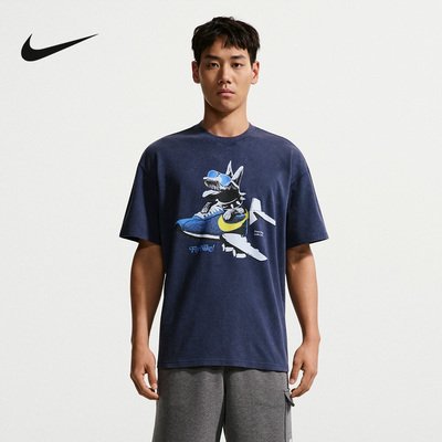 NIKE耐克夏季新款男子T恤图案印花休闲厚实短袖针织衫 IR7585-410