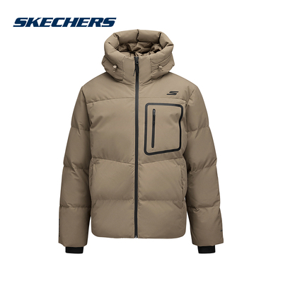 SKECHERS斯凯奇拒水高领护脖羽绒服男冬装保暖外套 P425M034-00YF