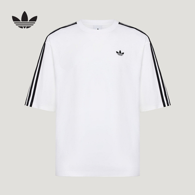 adidas阿迪达斯三叶草纯棉运动短袖T恤26夏男大号版型半袖 KG6332