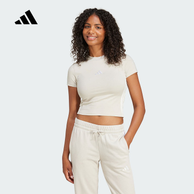 adidas阿迪达斯短袖T恤女装2025夏季新款短款修身运动上衣 JE1247