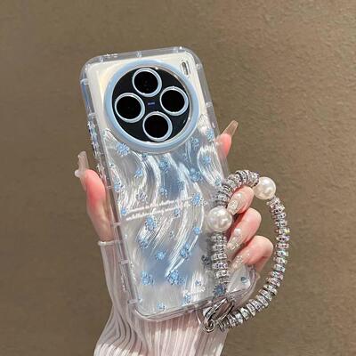 适用vivox100手机壳碎花羽纱x200pro女款时尚x100ultra全包防摔s19硅胶x80pro手链v27简约气质y52s保护套s20