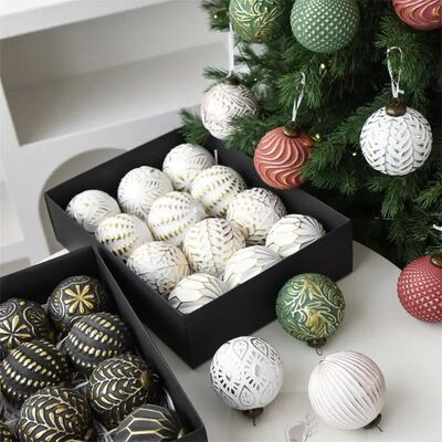 12Pcs Glittering Christmas Baubles Decorations for Christmas