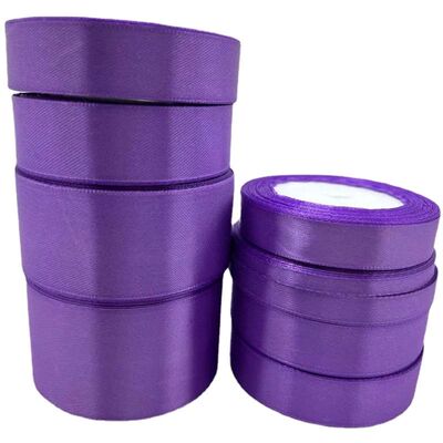 (22 metersroll) 6mm~50mm purple Single Face Satin Ribbon Gif