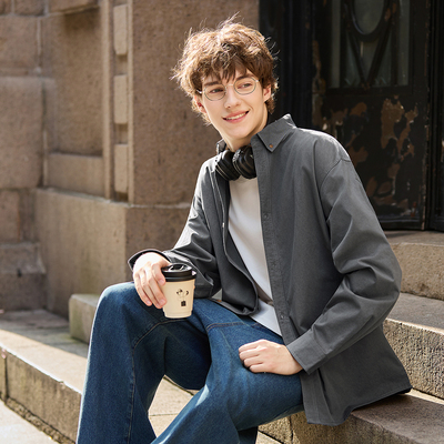 唐狮新款春秋长袖衬衫男翻领单口