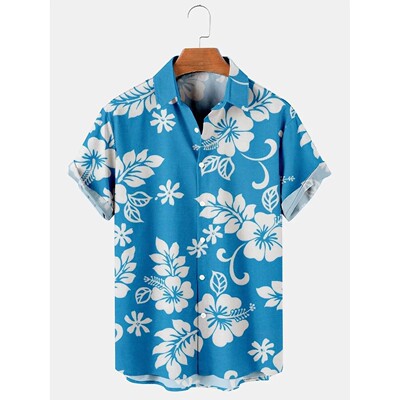 Men's Hawaiian Shirts Flower Graphic Aloha Floral Turndown 3